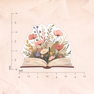 Floral Book Sticker, Open Book Sticker, Book Lovers Gifts, Kindle ...