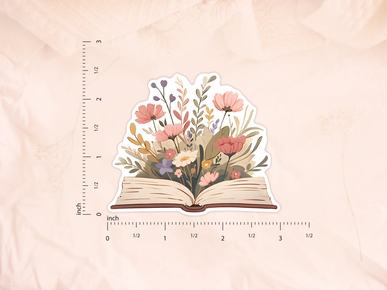 Floral Book Sticker, Open Book Sticker, Book Lovers Gifts, Kindle ...