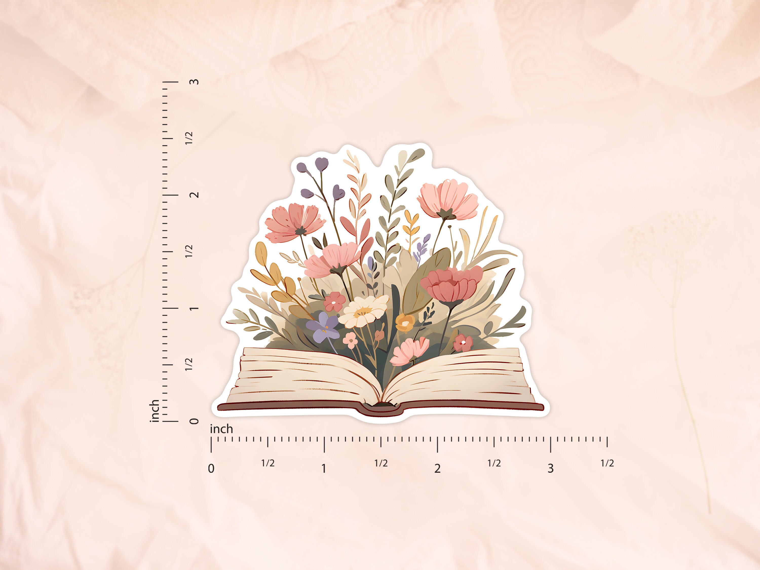 Floral Book Sticker, Open Book Sticker, Book Lovers Gifts, Kindle ...