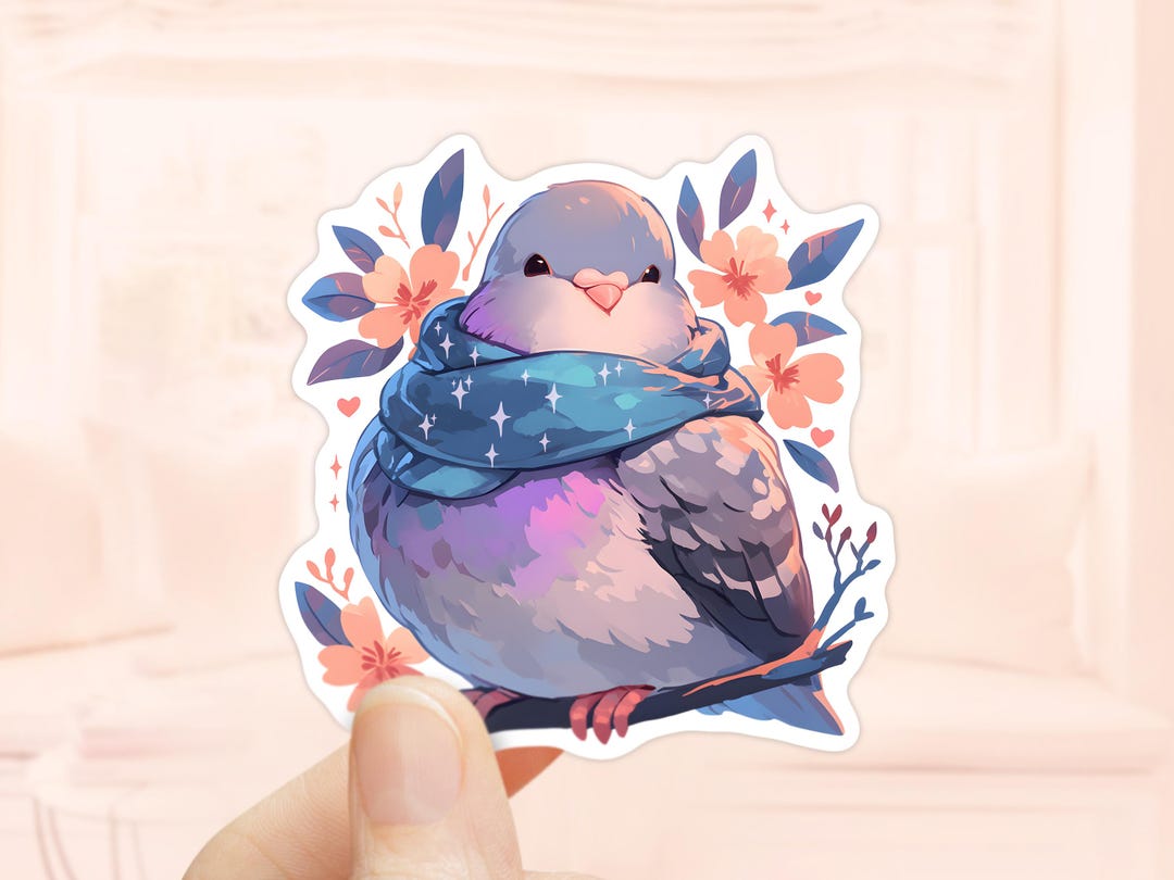 Pigeon With Scarf Sticker, Waterproof Vinyl, Laptop Sticker, Pigeon ...