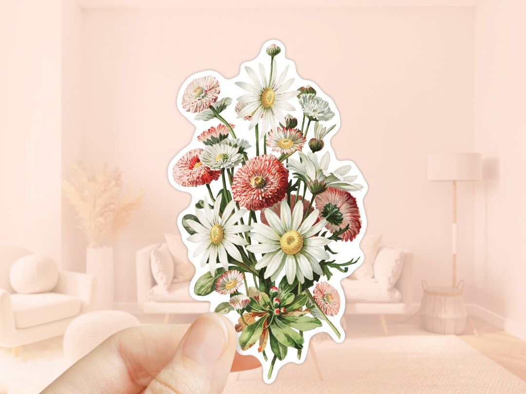 Daisy Wildflower Bunch Sticker, Flower Sicker, Stickers for Hydroflask ...