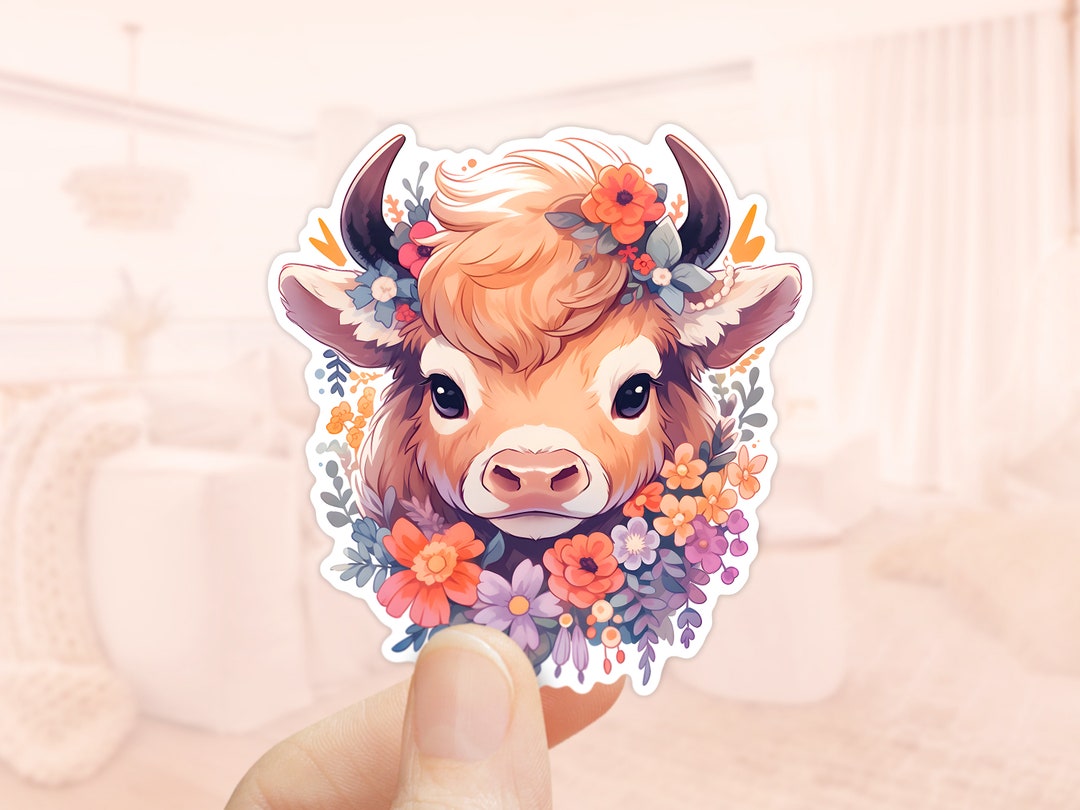 Highland Cow Sticker, Laptop Sticker, Animals Lover, Waterproof ...