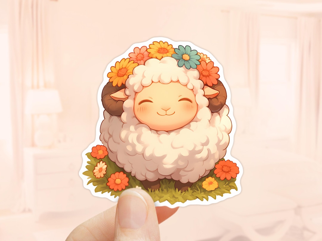 Floral Sheep Sticker, Sheep Nursery Sticker, Laptop Sticker, Animals ...