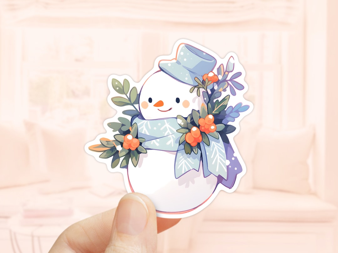 Cute Snowman Sticker, Christmas Stickers, Scrapbook Decal, Journal ...