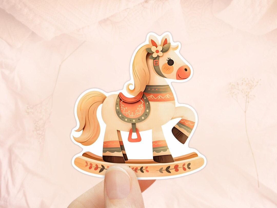 Rocking Horse Sticker, Wooden Toy Sticker, Waterproof Stickers, Boho ...