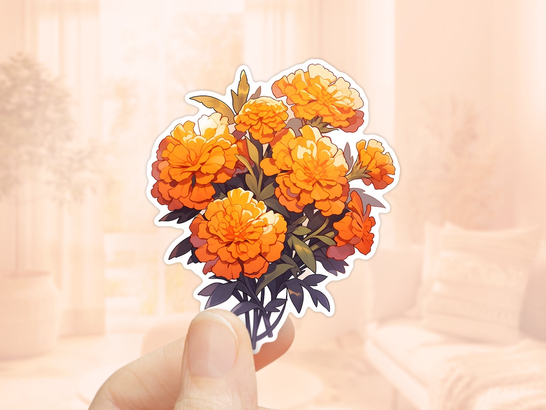Marigold Flowers Sticker, Journal Sticker, Vinyl Sticker, Autumn ...