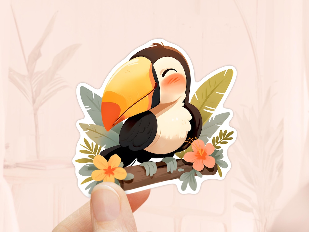 Cute Toucan Sticker, Waterproof Vinyl, Jungle Sticker, Cute Animal ...