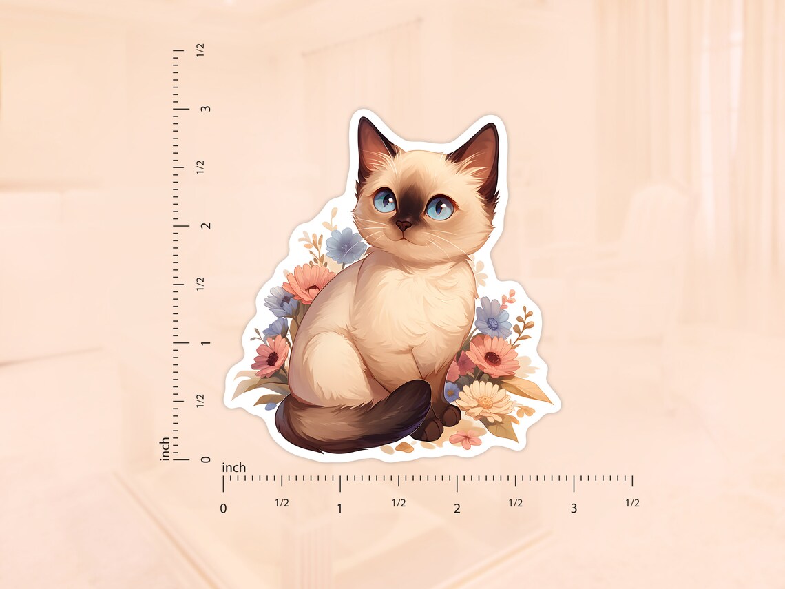Siamese Cat Sticker, Cute Animals, Waterproof Vinyl, Siamese Cat Gifts ...