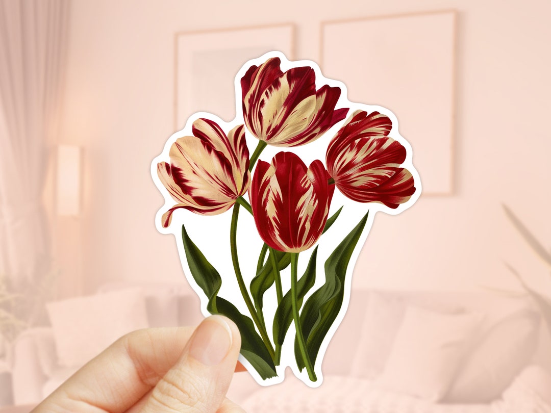 Late Tulips Sticker, Flower Sticker, Vinyl Flower Stickers, Laptop ...