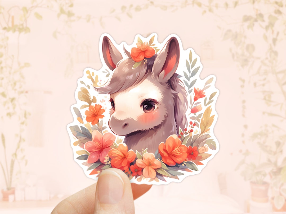 Adorable Baby Donkey Sticker, Laptop Stickers, Animals Lover ...