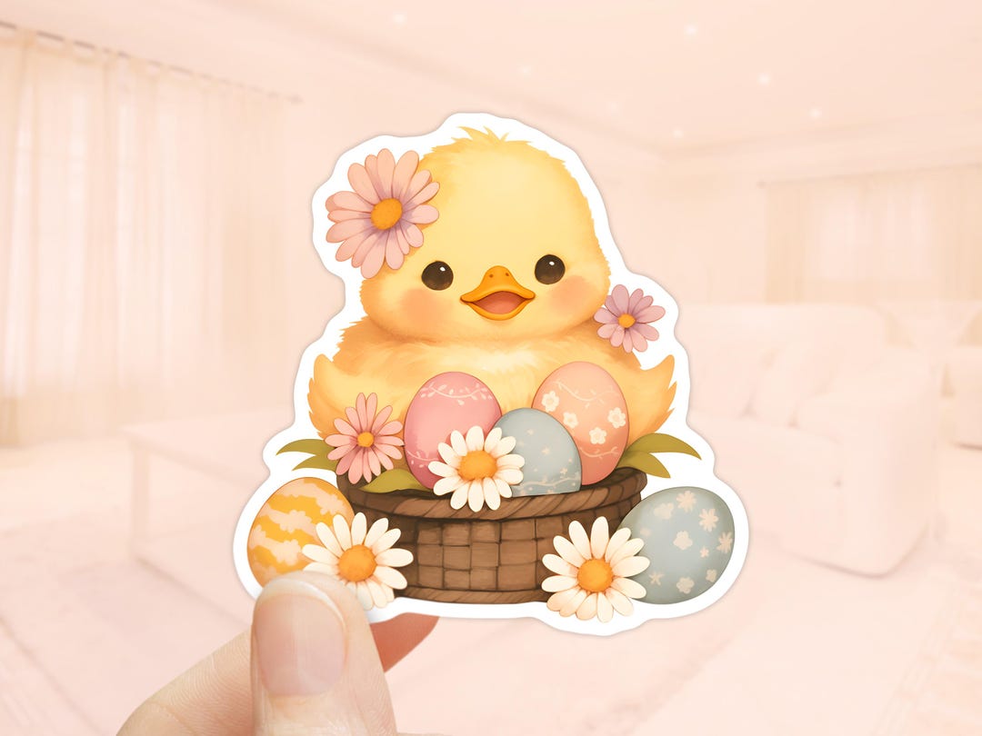 Cute Easter Chick Sticker, Waterproof Vinyl, Kindle Sticker, Easter ...