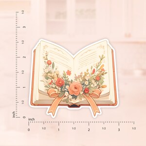 Open Book Wild Flowers Sticker, Waterproof Vinyl, Cottagecore, Kindle ...