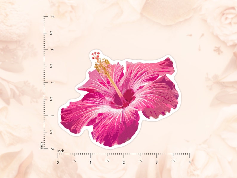 Pink Hibiscus Sticker, Flowers Sticker, Die Cut Sticker, Laptop Decal ...