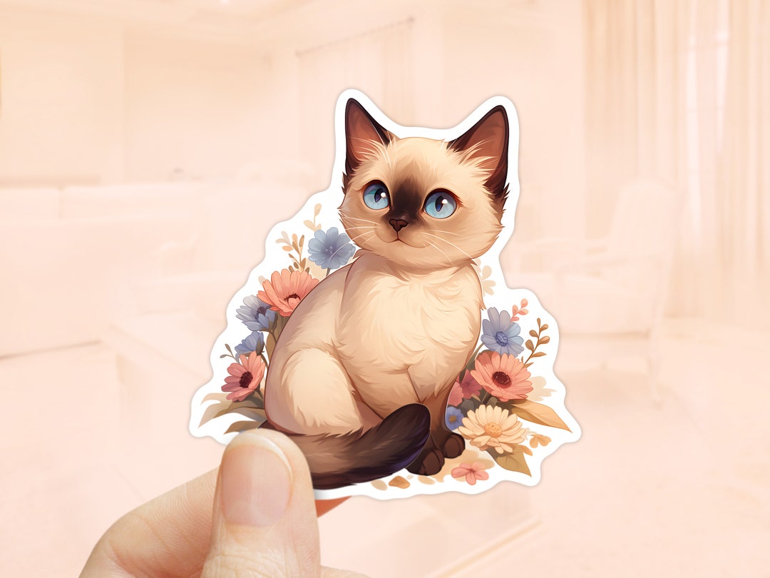 Siamese Cat Sticker, Cute Animals, Waterproof Vinyl, Siamese Cat Gifts ...