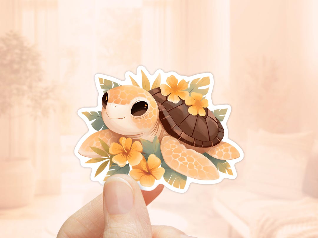 Cute Sea Turtle Sticker, Waterproof Vinyl, Hydro Sticker, Turtle ...
