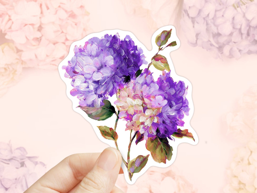 Purple Hydrangea Sticker, Flower Sicker, Stickers for Hydroflask, Die ...