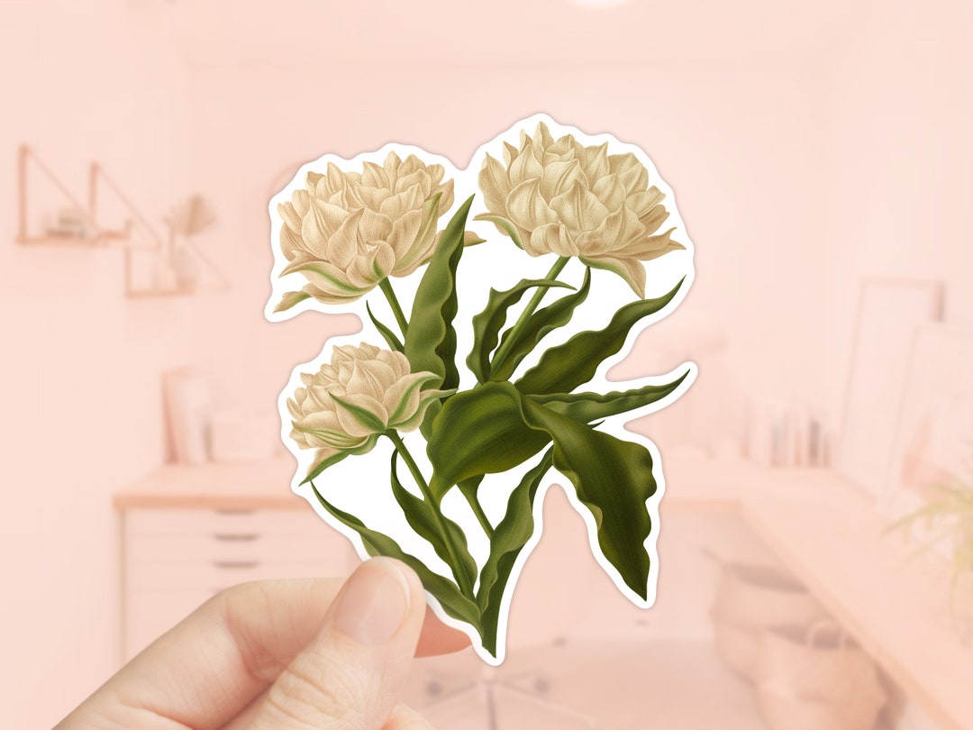 White Tulips Sticker, Flower Sticker, Laptop Sticker, Waterproof ...