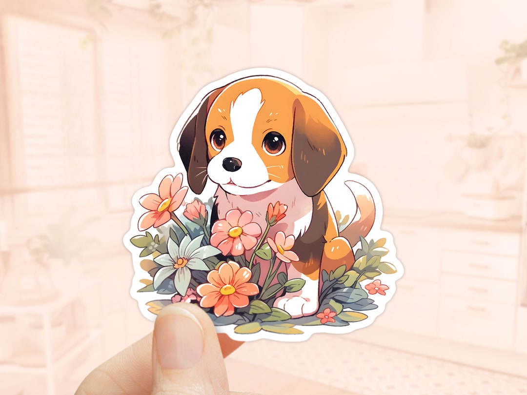 Puppy Beagle Sticker, Waterproof Sticker, Dog Lover Gifts, Dog Beagle ...