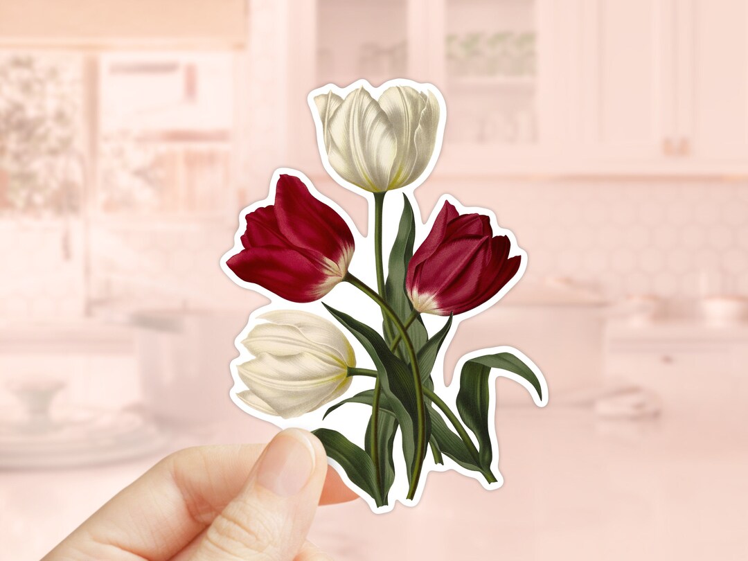 Early Tulips Sticker, Flower Sticker, Vinyl Flower Stickers, Laptop ...