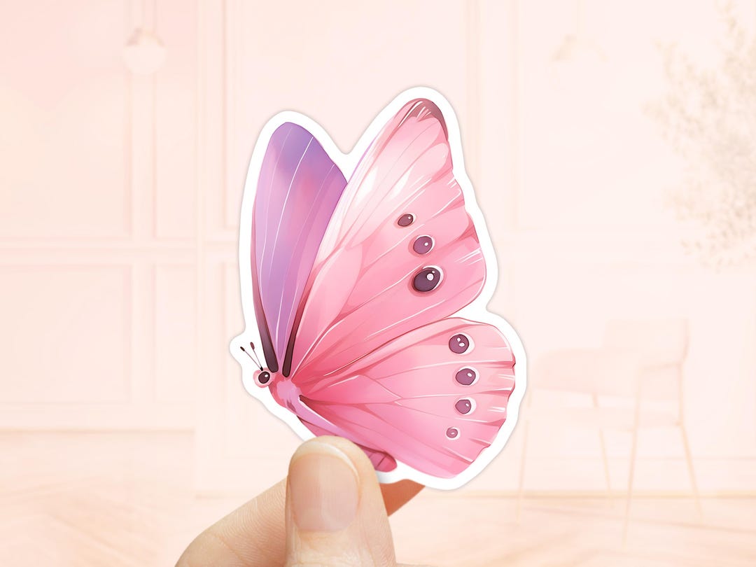 Pink Butterfly Sticker, Coquette Sticker, Waterproof Vinyl, Girly ...