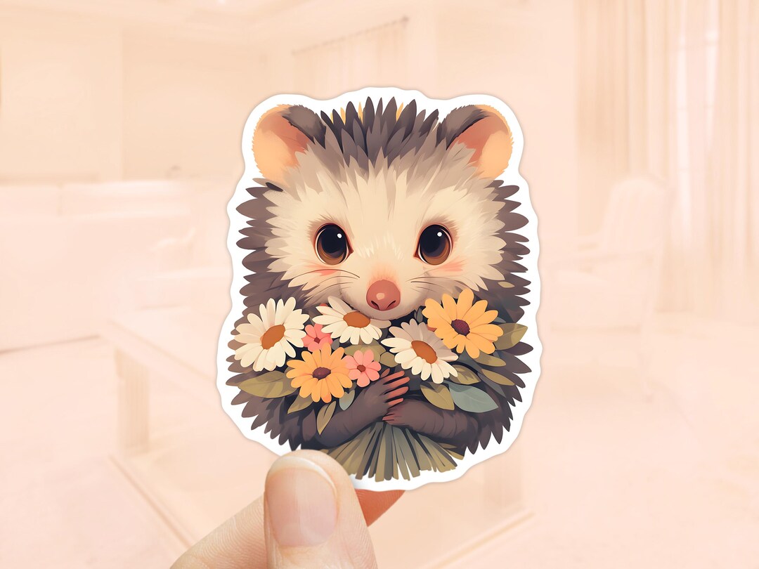 Possum With Flowers Sticker, Waterproof Vinyl, Possum Stickers, Laptop ...