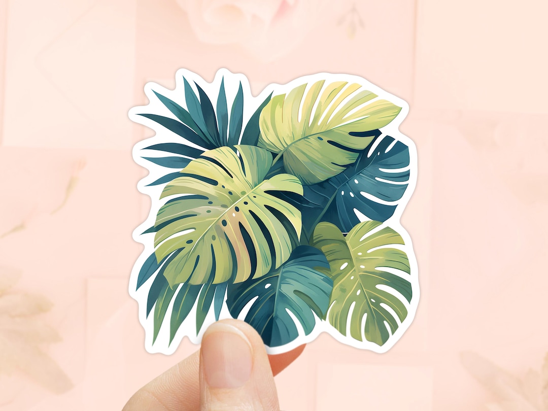 Monstera Leaves Sticker, Waterproof Vinyl, Tropical Leaves Stickers ...