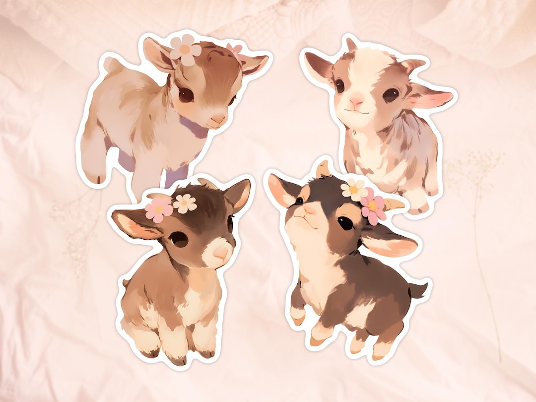 Cute Goats Sticker Pack, Farm Animal Vinyl Stickers for Laptop, Water ...