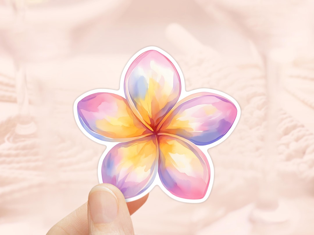 Plumeria Flower Sticker, Waterproof Vinyl, Watercolor Plumeria ...