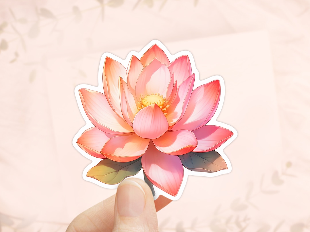 Lotus Flower Sticker, Water Lily Sticker, Vinyl Waterproof Stickers ...