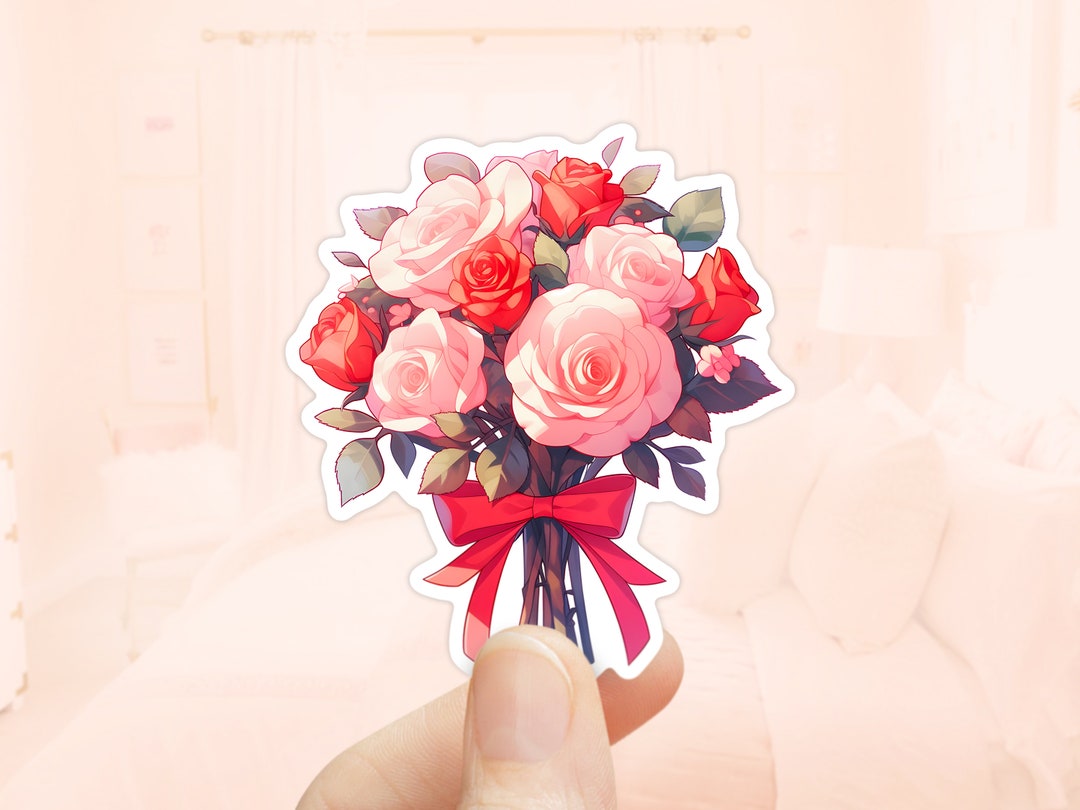 Roses Bouquet Sticker, Valentines Day, Journal Sticker, Scrapbook ...