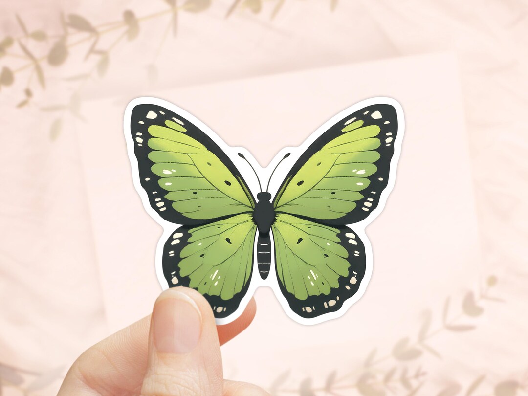 Green Butterfly Sticker, Cottagecore Sticker, Waterproof Vinyl, Garden ...