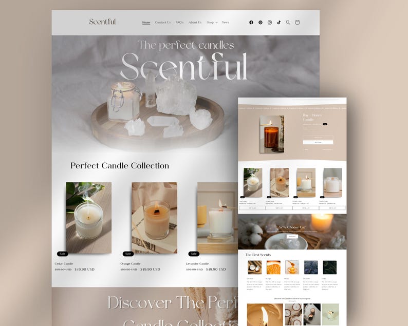 Shopify Clean Candle Website Template, Shopify Website Template for ...