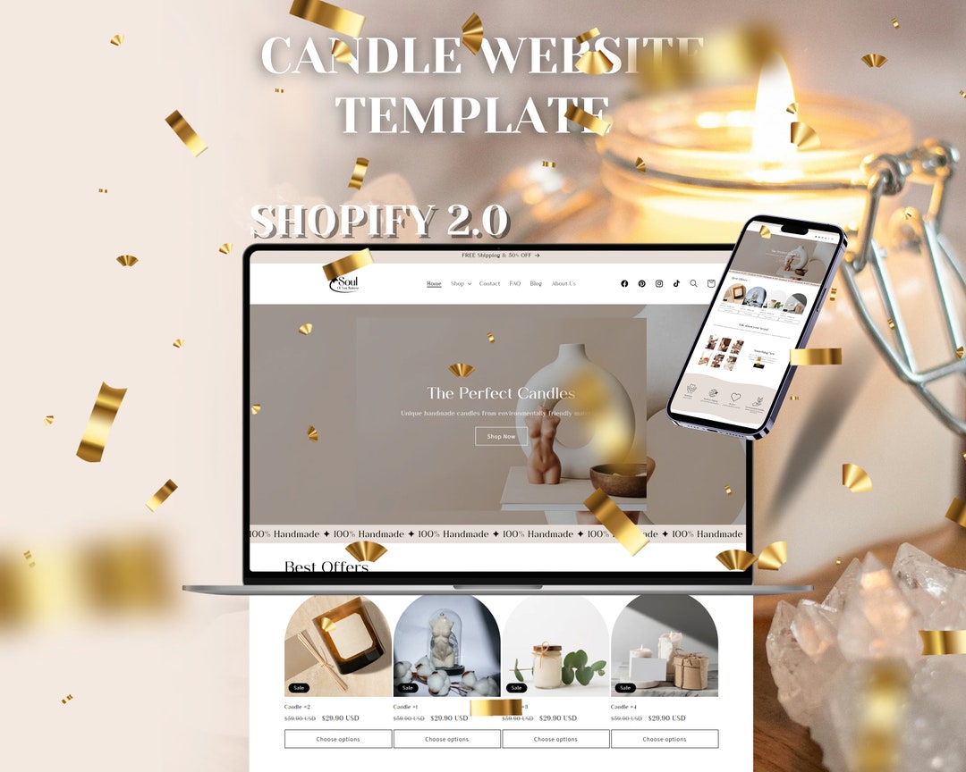 Shopify Clean Candle Website Template, Minimal Website Theme for Small ...