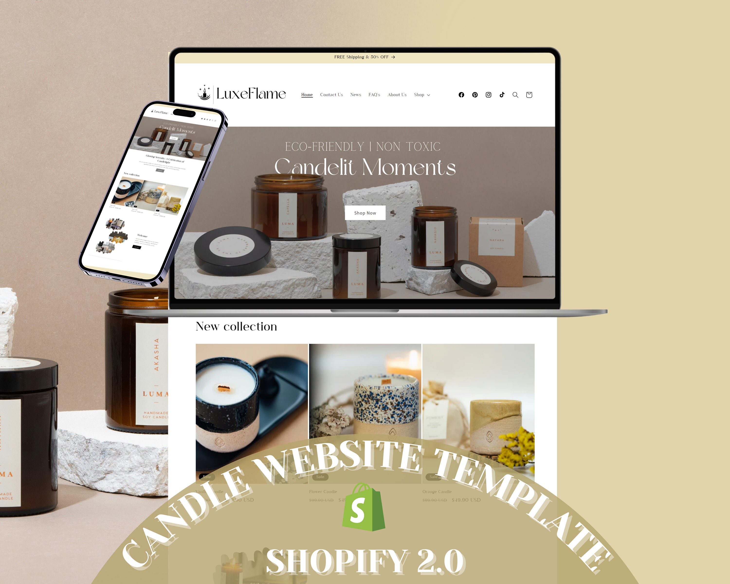 Shopify Clean Candle Website Template, Minimal Website Theme for Small ...