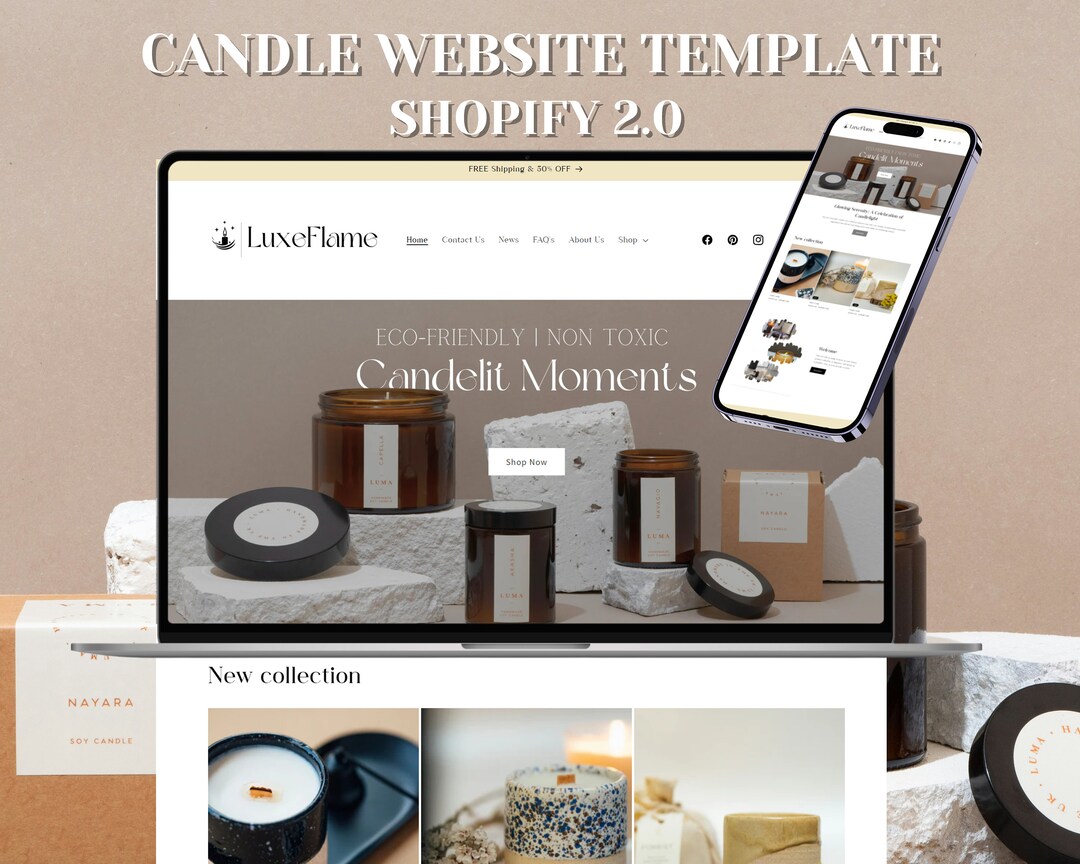 Website Theme Template for Candles, Shopify Clean Candle Website ...