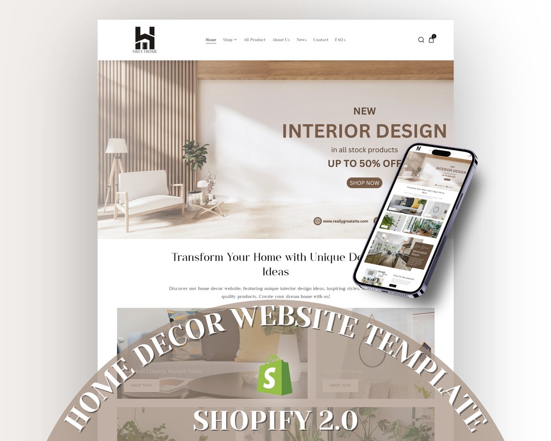 Shopify Home Decor Website Template, Interior Design Website Theme ...