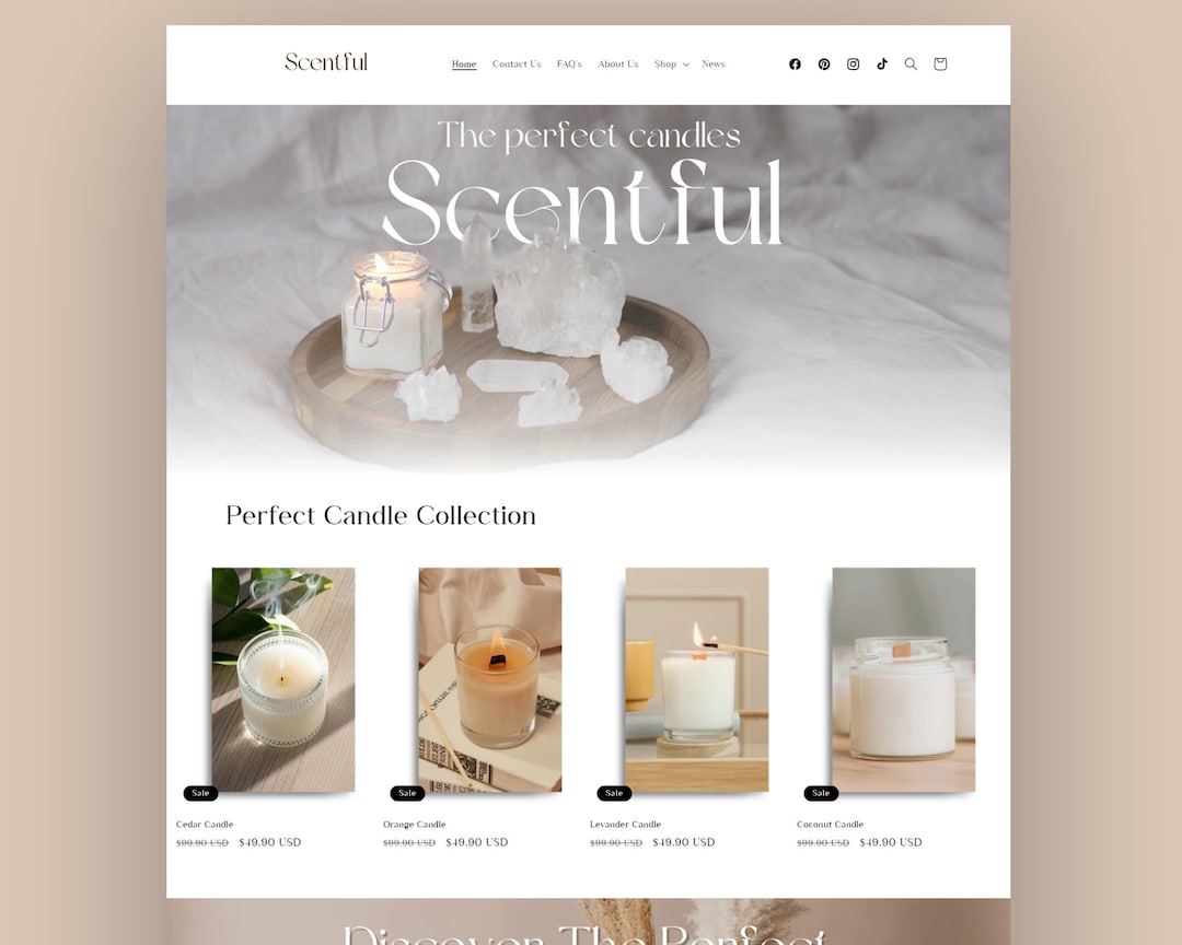 Shopify Clean Candle Website Template, Shopify Website Template for ...