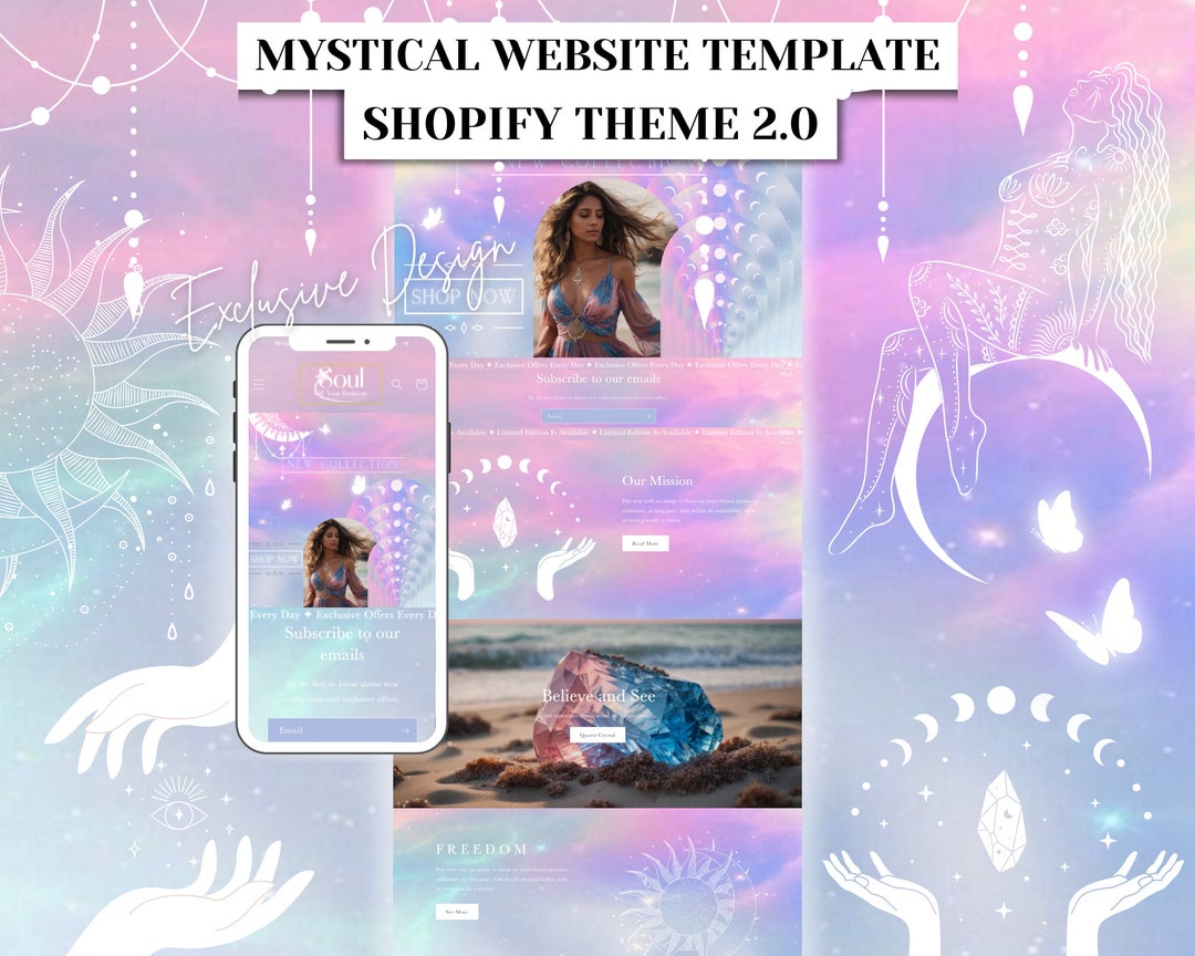 Luxury Spiritual Shopify Theme Template Unique Ecommerce Website Design ...