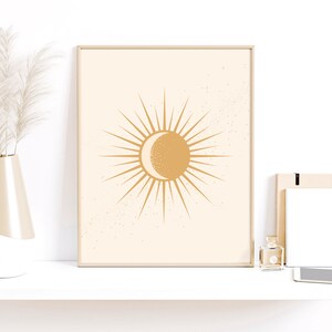 Gold Boho Sun Printable Sun Poster Celestial Art Aesthetic Minimalist ...