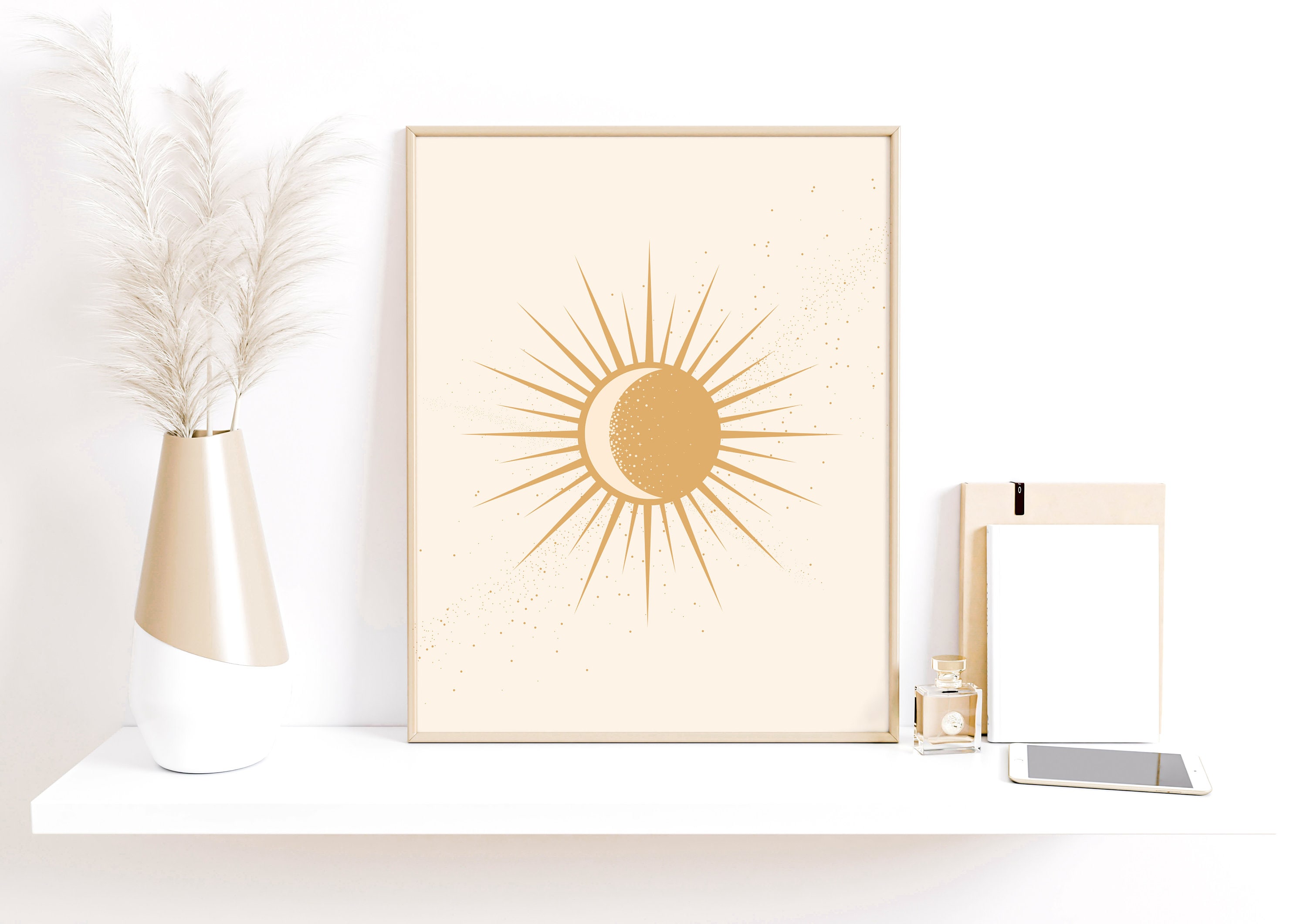 Gold Boho Sun Printable Sun Poster Celestial Art Aesthetic Minimalist ...