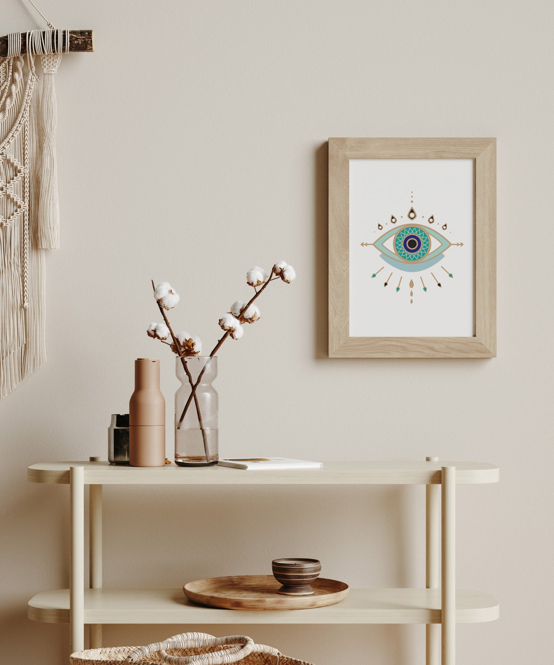 Evil Eye Printable Wall Art, Boho Home Decor, Neutral Print, Minimalist ...