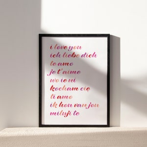 I Love You Different Languages Printable Valentines Day Decor Trendy ...