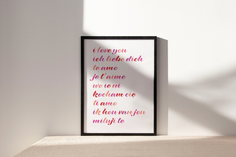 I Love You Different Languages Printable Valentines Day Decor - Etsy