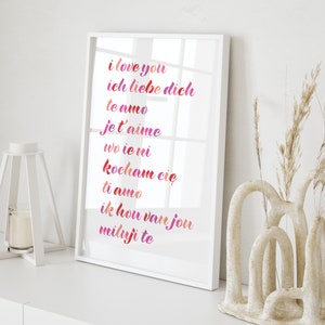 I Love You Different Languages Printable Valentines Day Decor Trendy ...