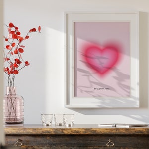 Love Grows Here Pink Printable Heart Poster Manifestation Gradient ...