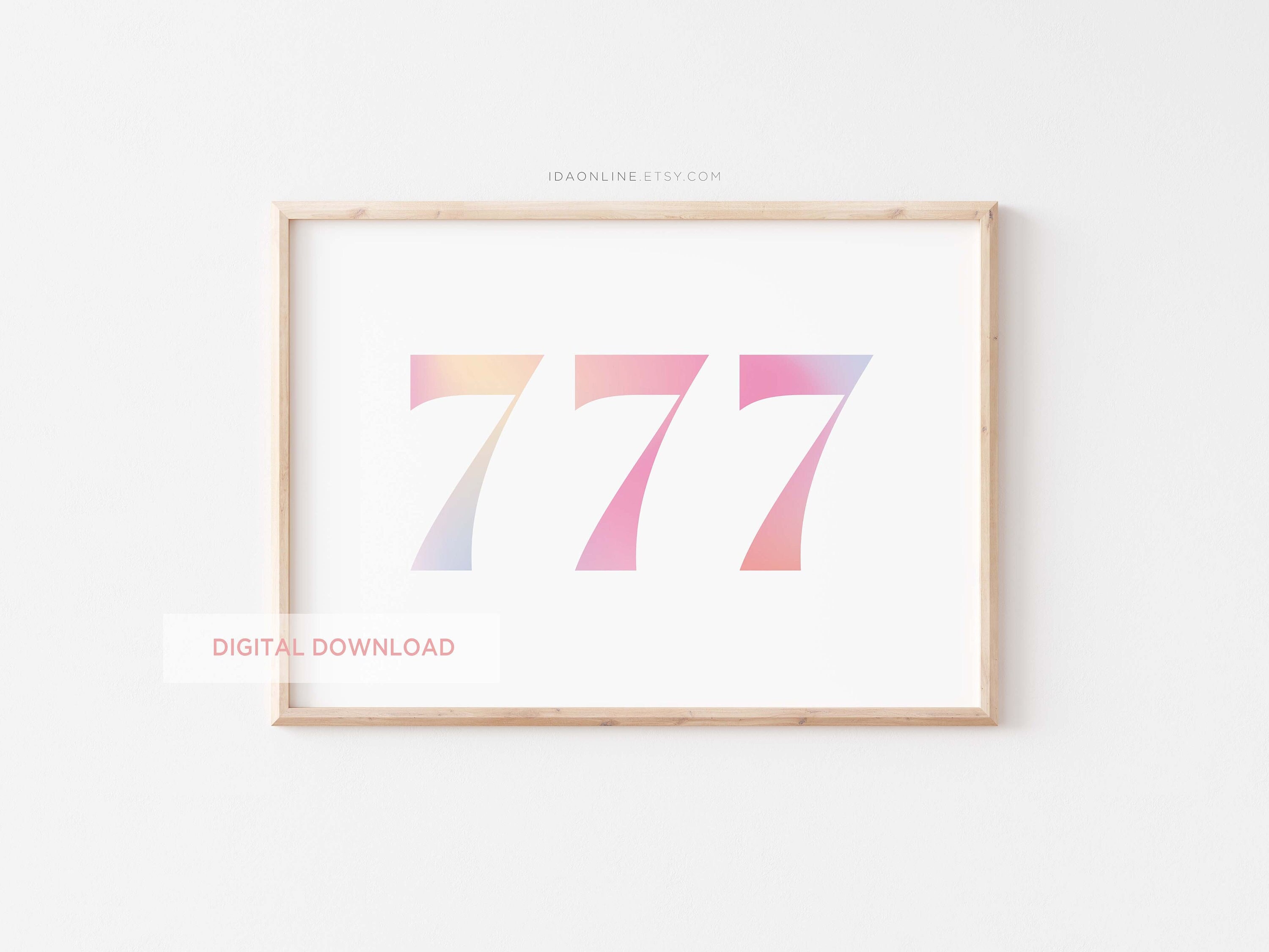 777 Manifest Printable Angel Numbers Gradient Print Aura Poster ...