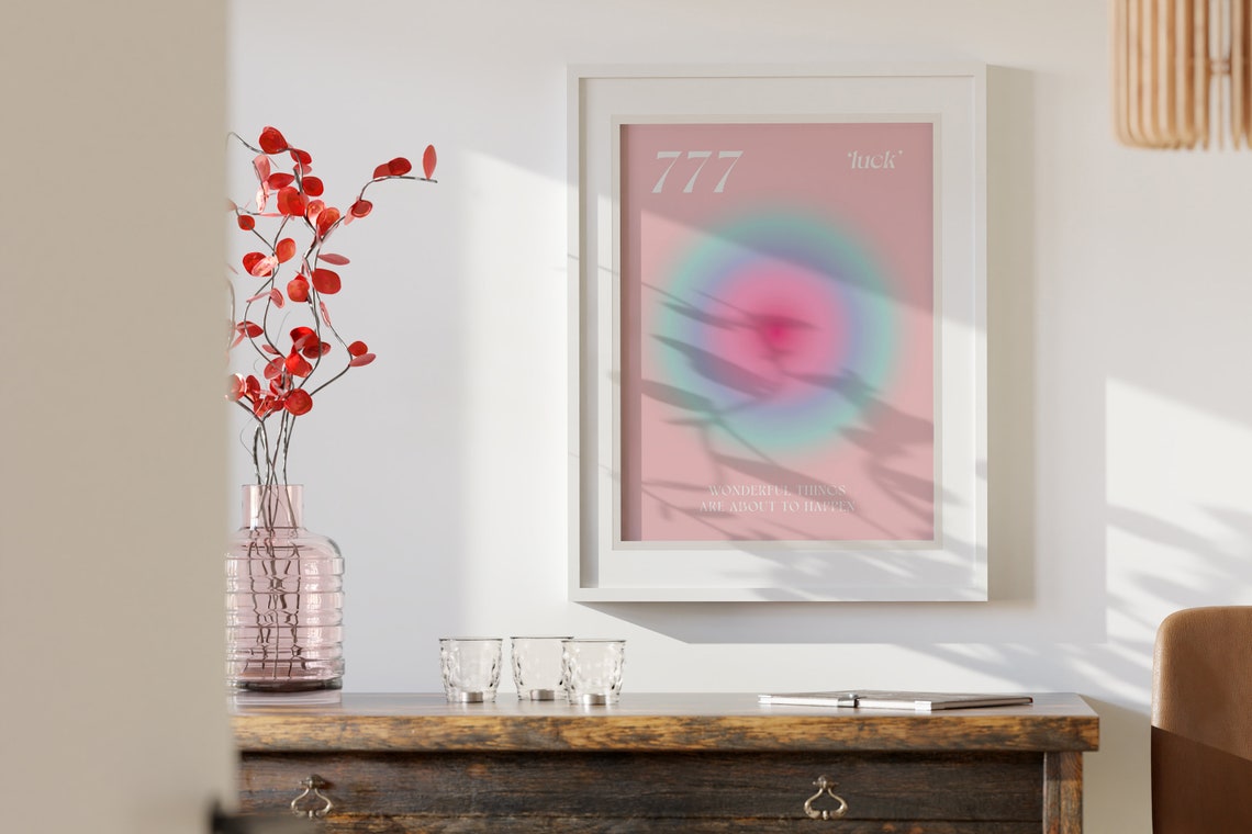 777 Manifest Printable Angel Numbers Gradient Print Aura - Etsy