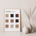Coffee Guide Printable, Coffee Pantone, Coffee Color Chart Coffee ...