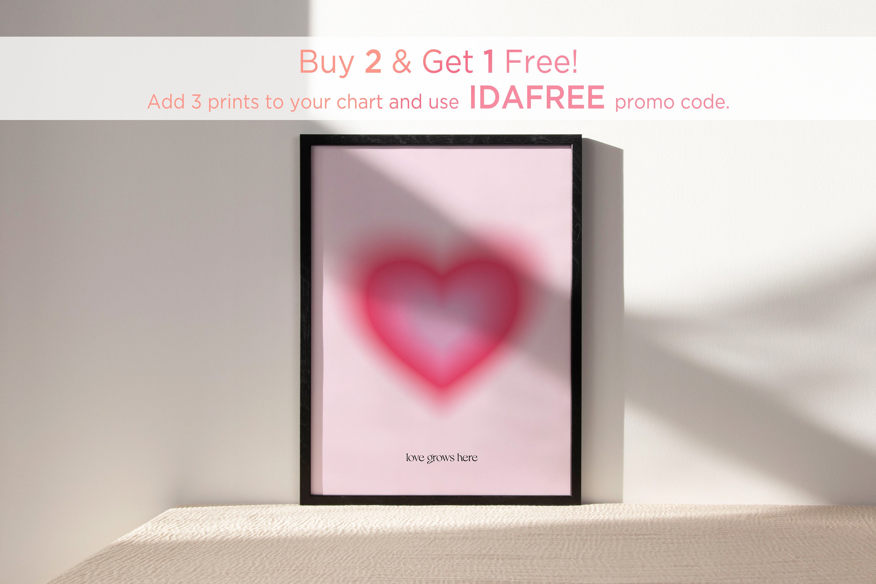 Love Grows Here Pink Printable Heart Poster Manifestation Gradient ...