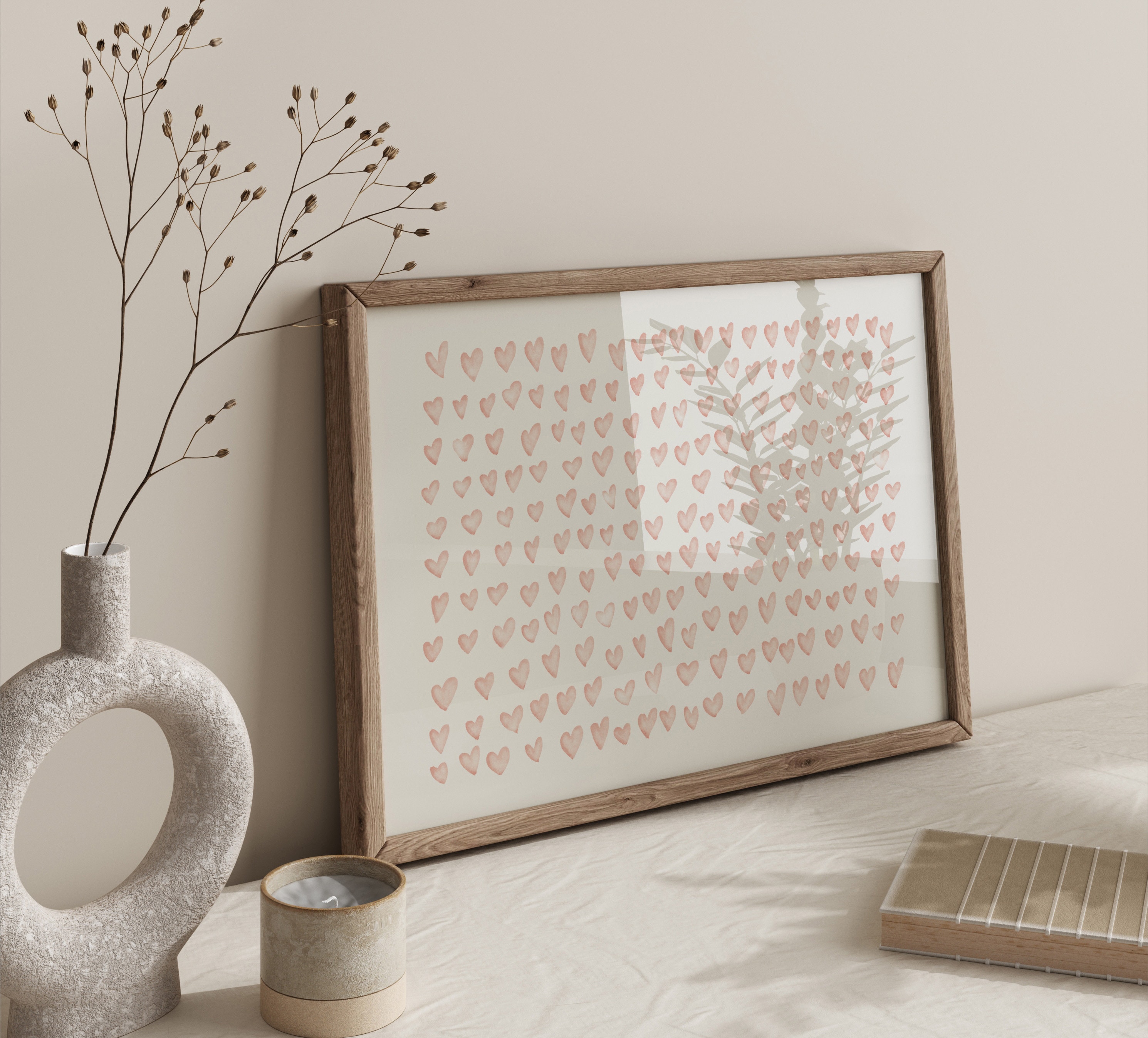 Pink Hearts Printable Heart Poster Bedroom Wall Art Girl's Room Decor ...